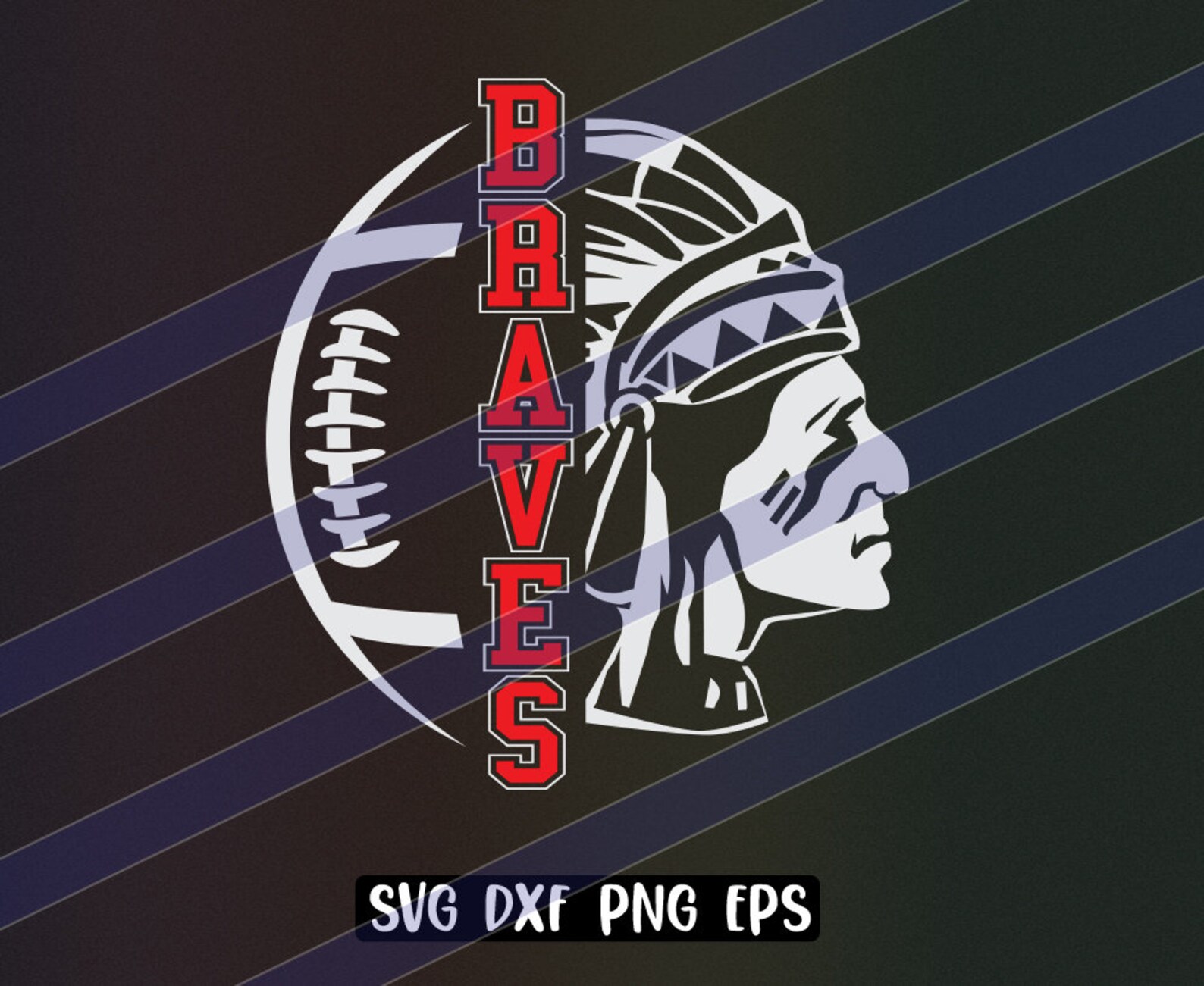 Braves Football Svg Dxf Png Eps Cricut Cutfile School Football - Etsy