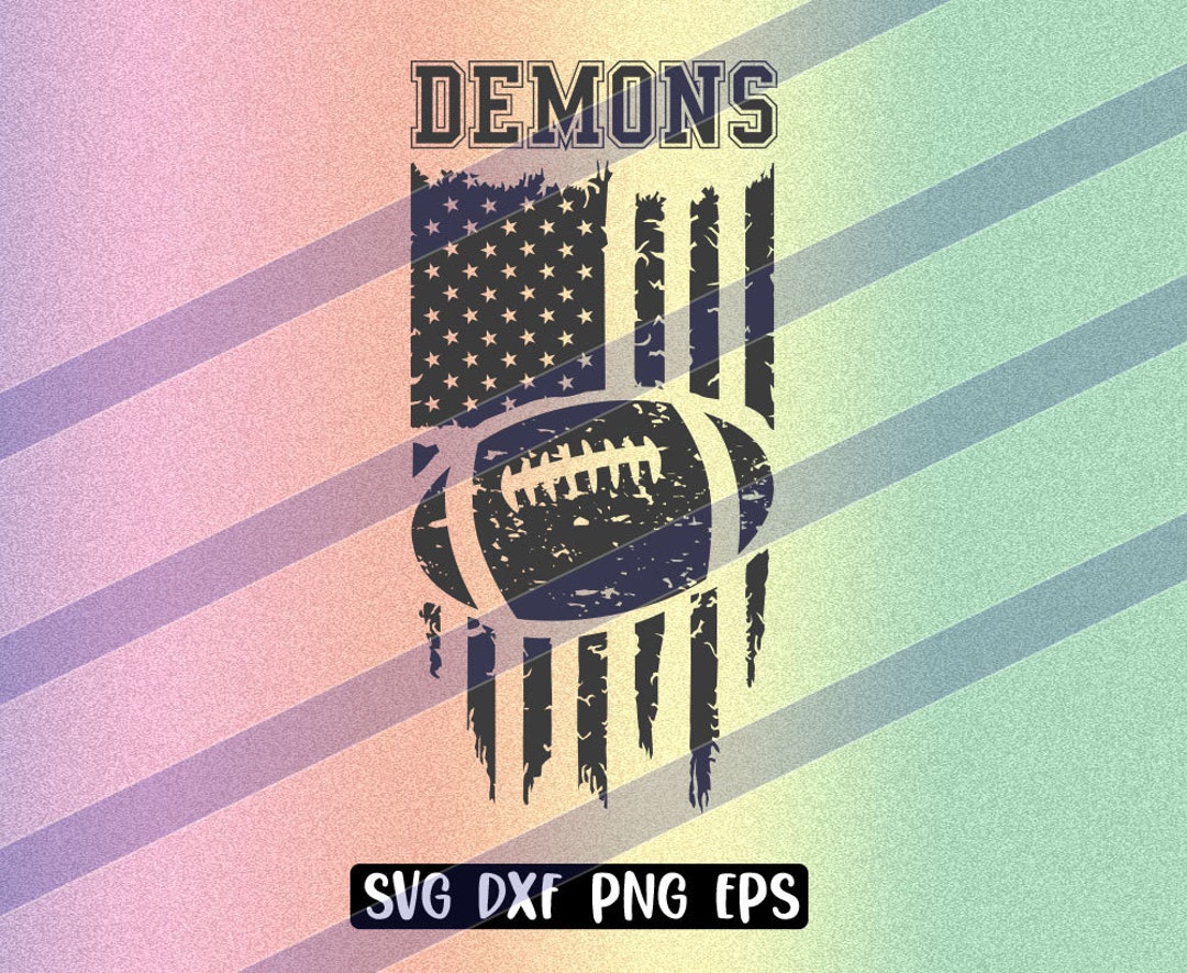 Demons Football US Flag Svg Dxf Png Eps Cricut Cutfile School Cheer ...