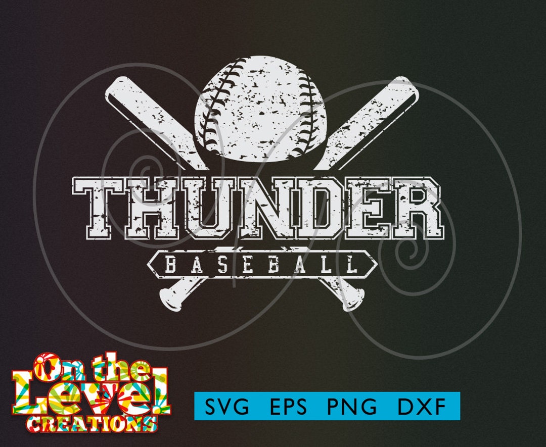 Thunder Baseball Cutfile Svg Dxf Png Eps Instant Download Vector School ...
