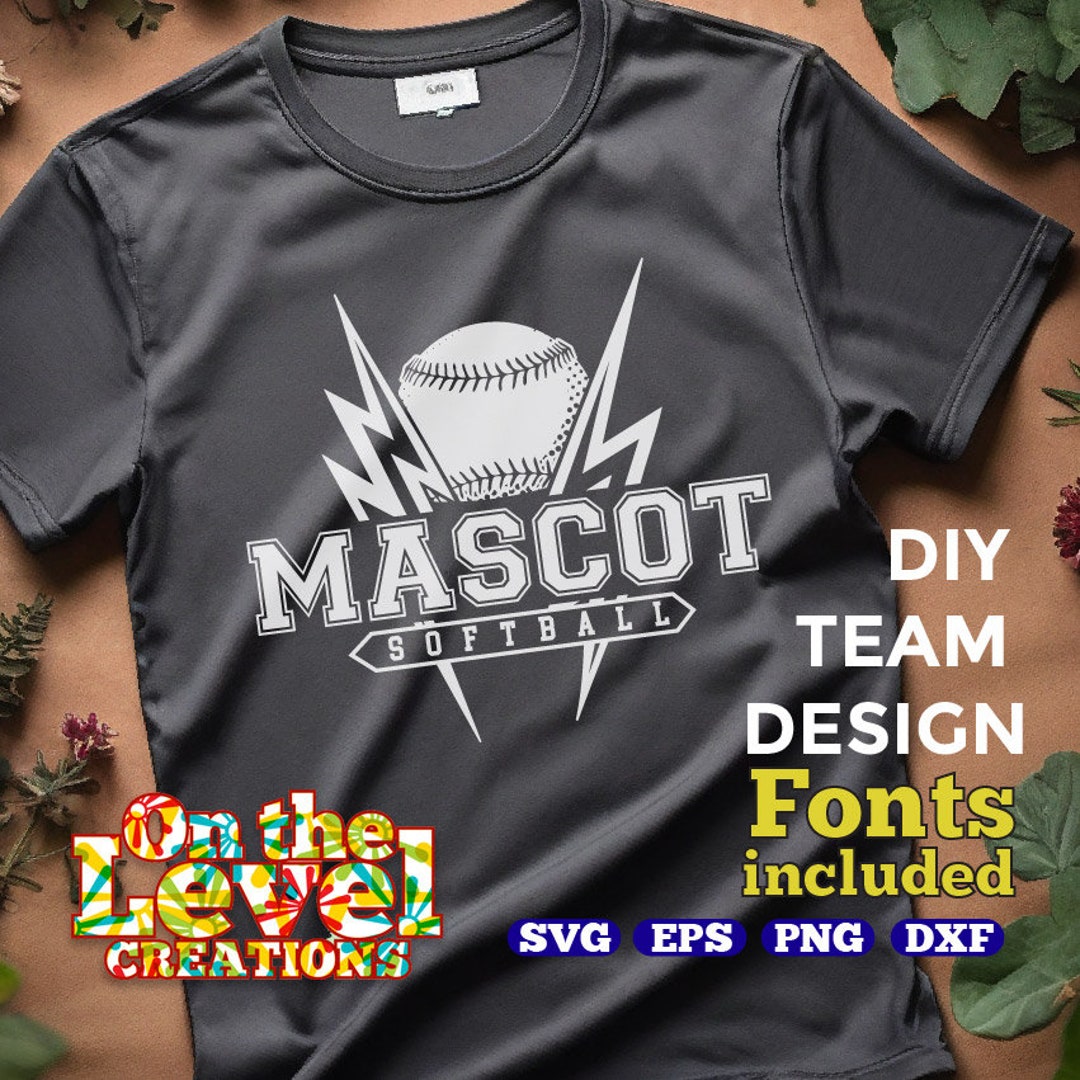 DIY Softball Lightning Bolts Mascot Logo White Custom Cutfile Download ...
