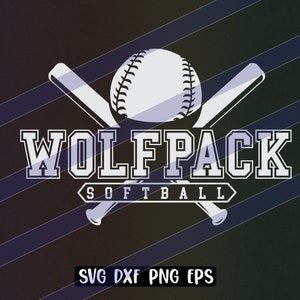 Wolfpack Softball Cutfile Download Svg Dxf Png Eps Instant Download ...