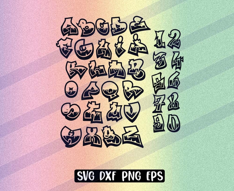 Graffiti Svg Dxf Png Eps Cricut Instant Download Alphabet - Etsy