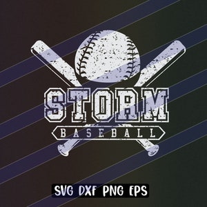 Storm Baseball Cutfile Svg Dxf Png Eps Instant Download Vector School ...