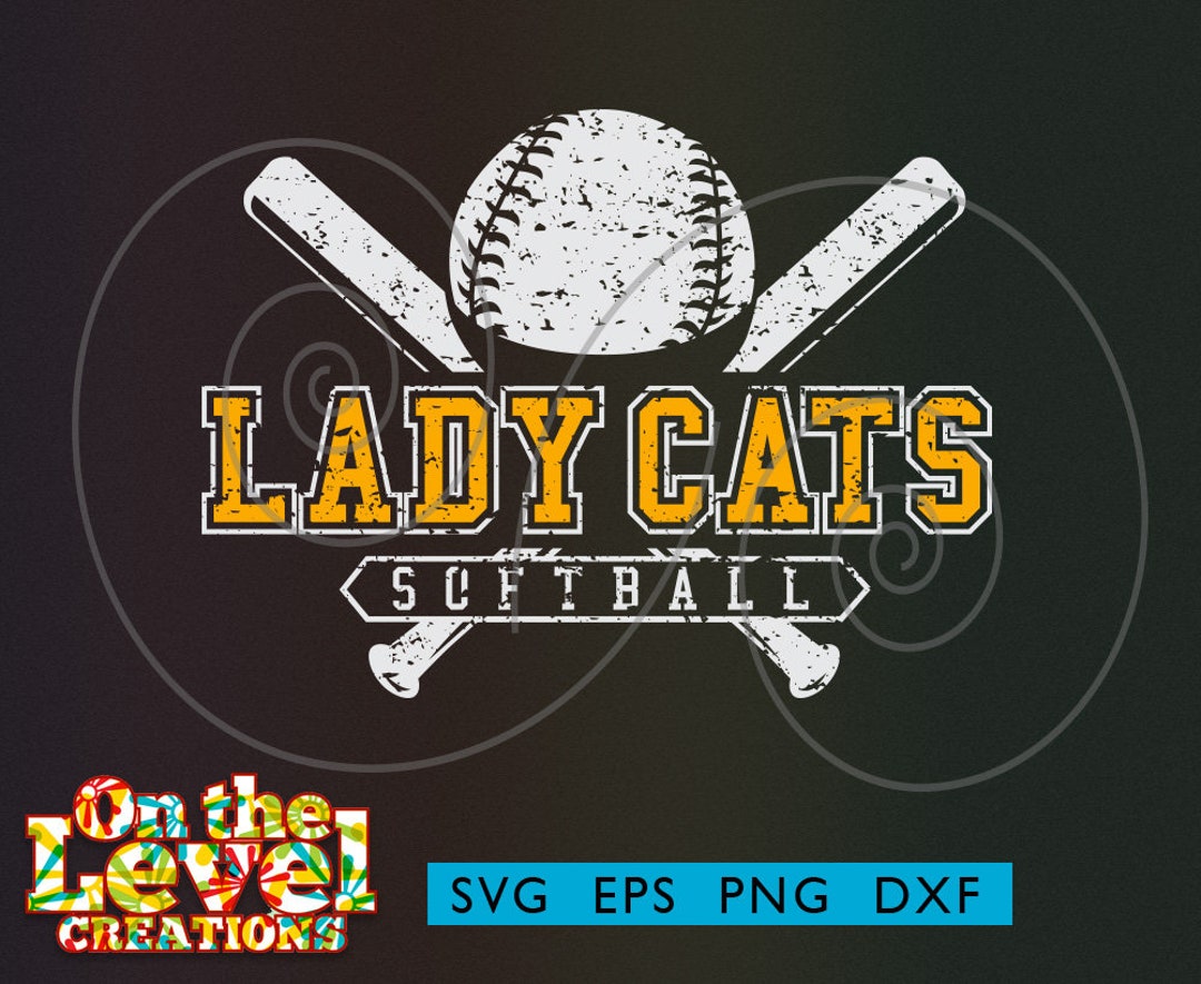 Lady Cats Softball Cutfile Download Svg Dxf Png Eps Instant Download ...