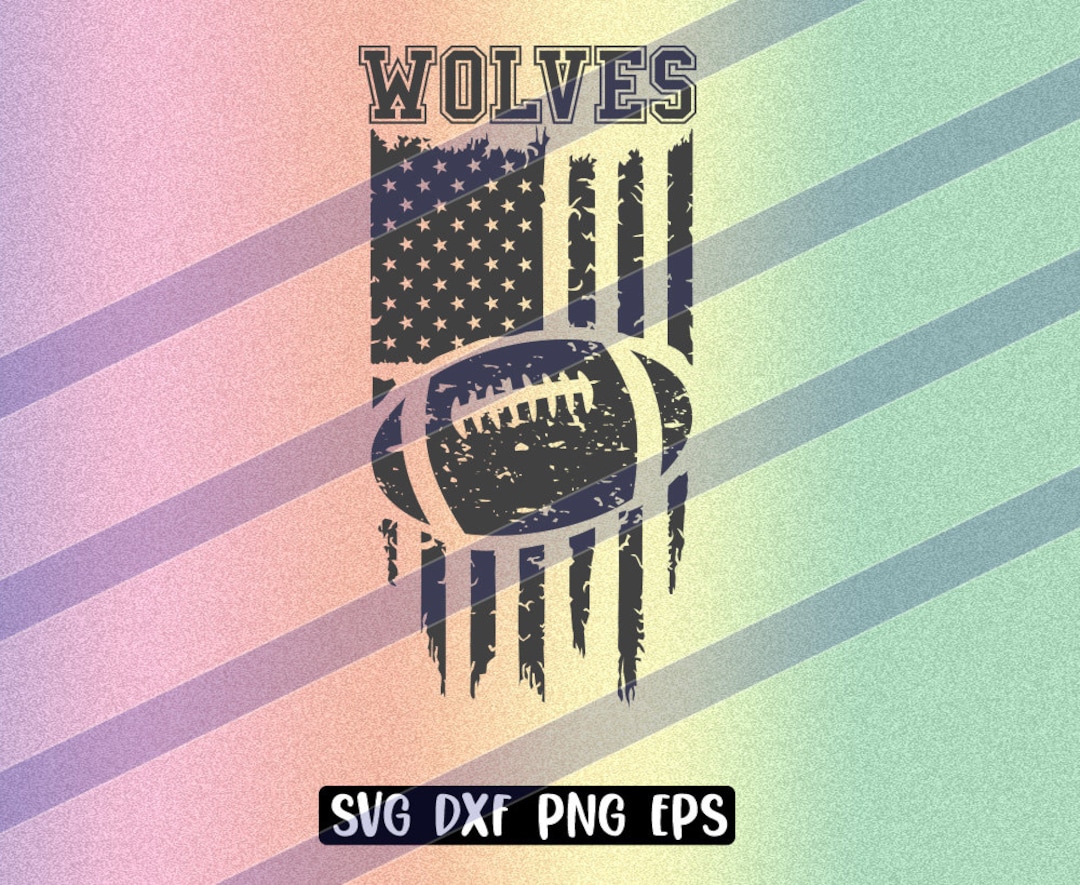 Wolves Football US Flag Svg Dxf Png Eps Cricut Cutfile School Football ...