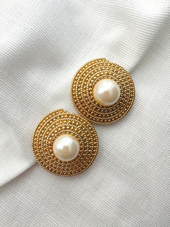 Massive Statement Erwin Pearl Faux Pearls Clip On Ear… - Gem