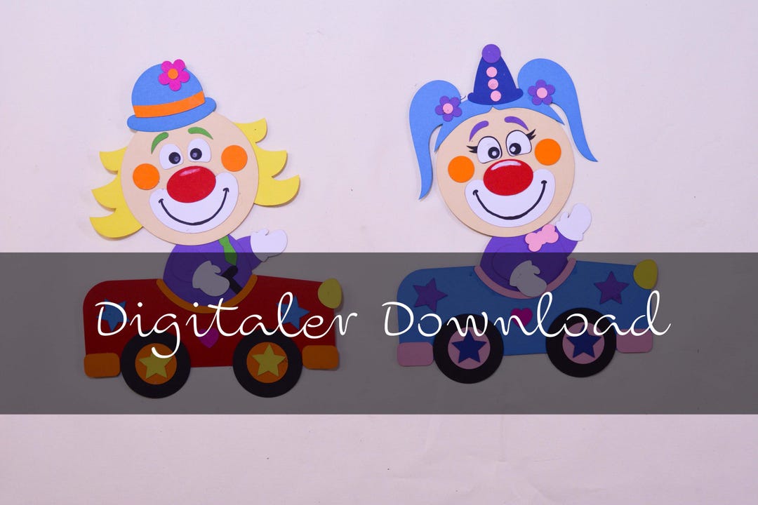 Craft Template for Clowns With Car Available for Download - Etsy