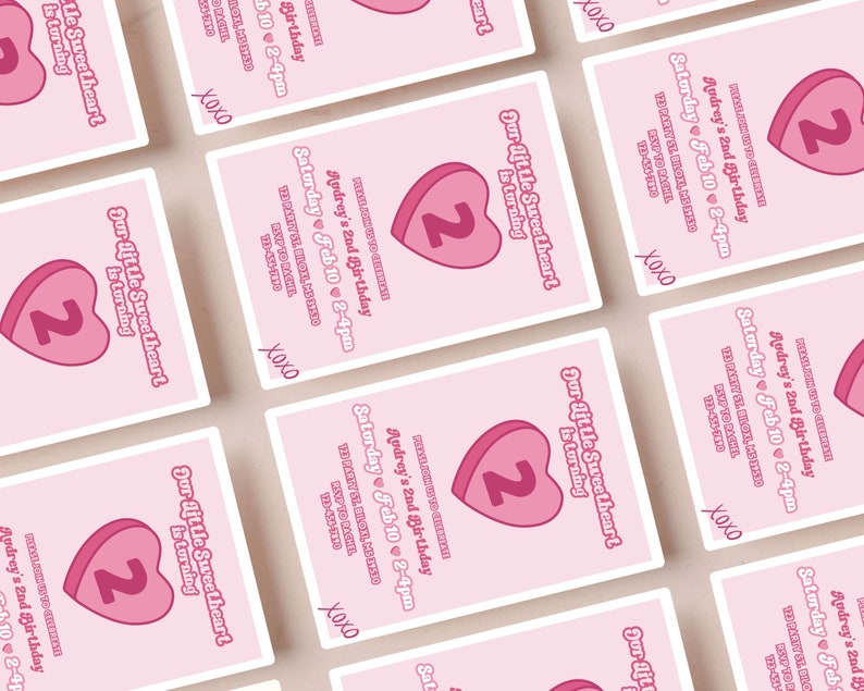 Editable Valentines Day Birthday Invitation, Our Little Sweetheart ...