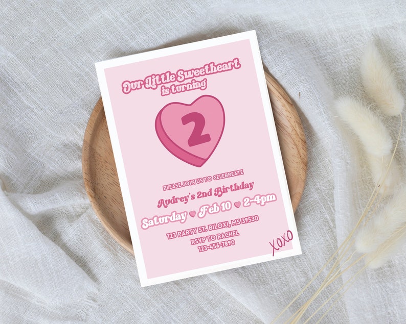Editable Valentines Day Birthday Invitation, Our Little Sweetheart ...