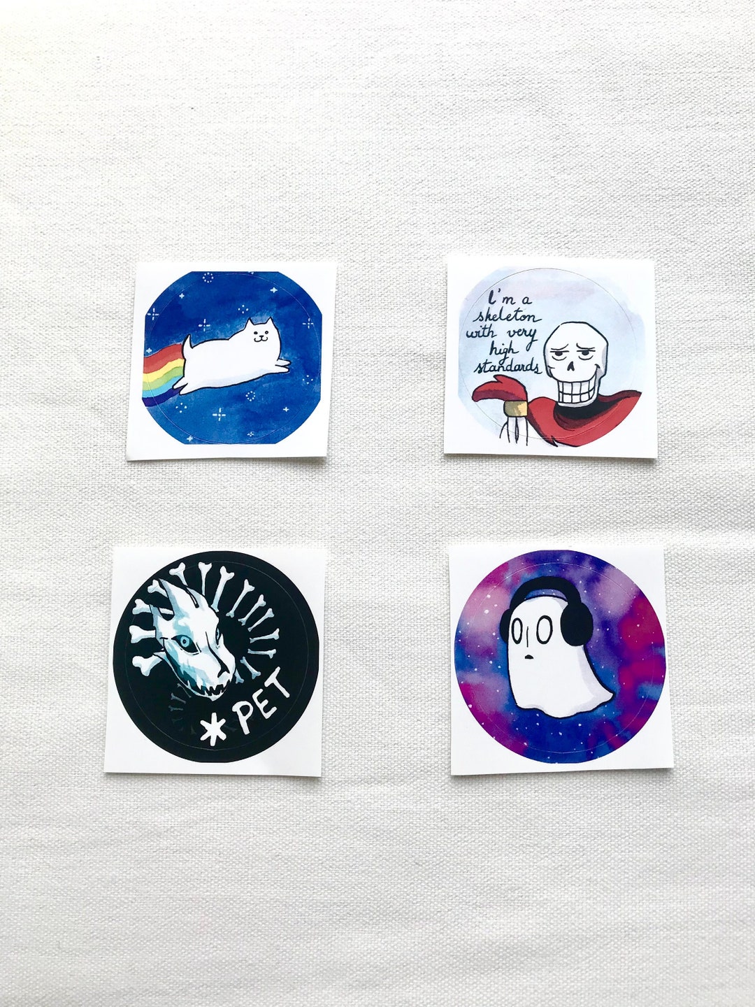 Undertale Round Stickers Stickers, Set of 4, Set of 4, Geek Fanart ...