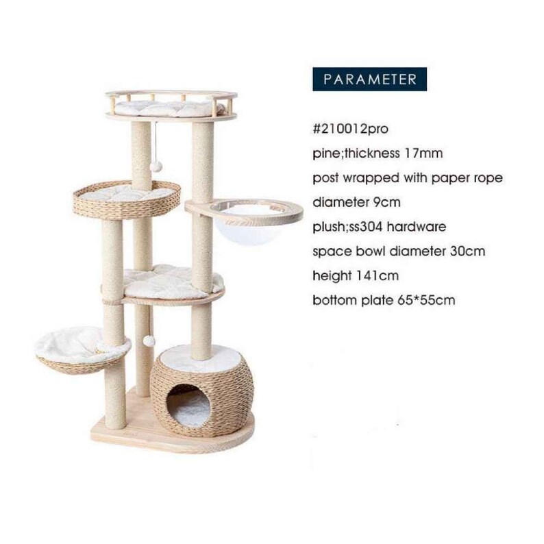 Wooden Rattan Cat Tree Tower Wooden Cat Tower Modern Cat - Etsy