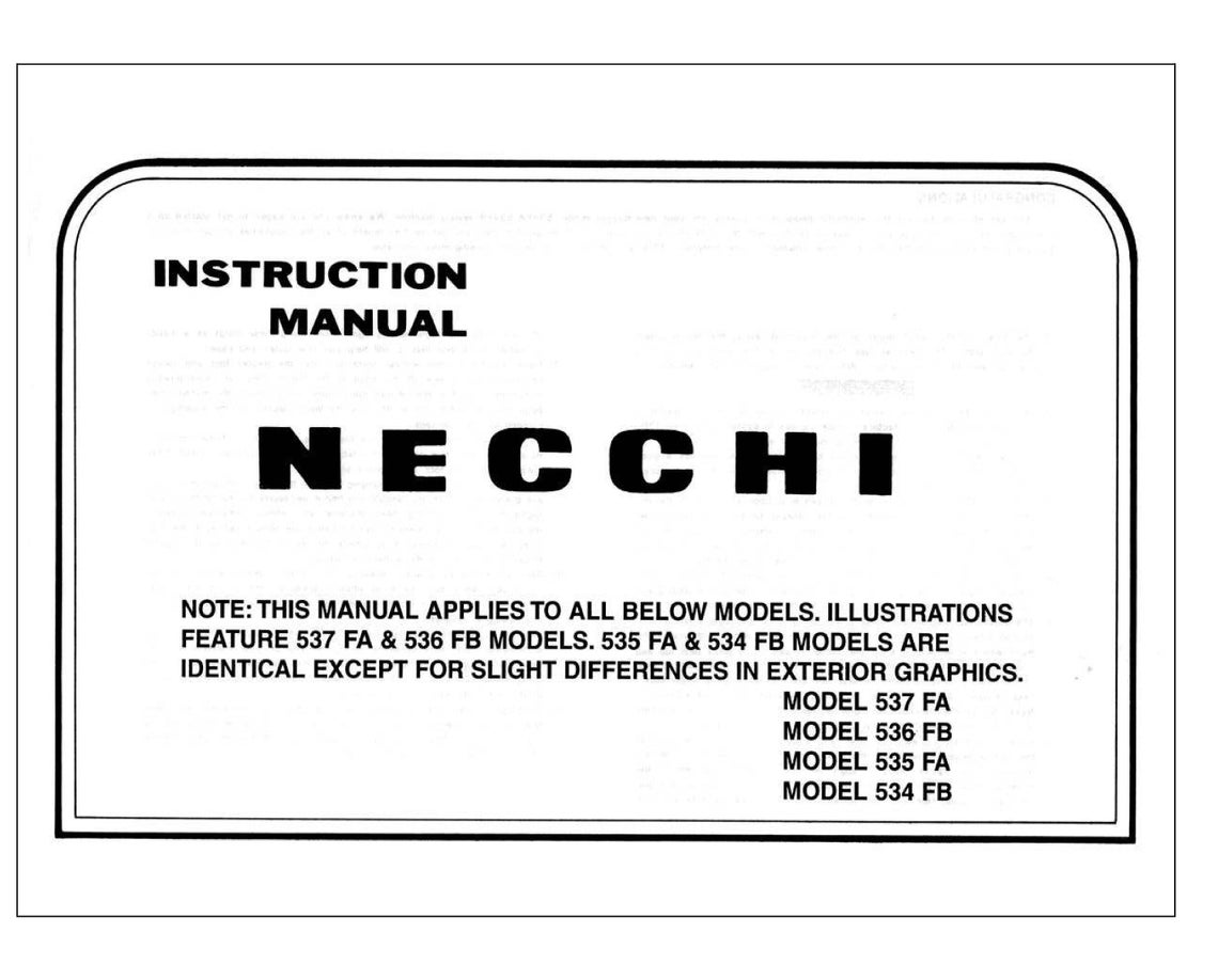 Necchi 535FA Sewing Machine Instruction Manual PDF, Necchi Model 535fa ...