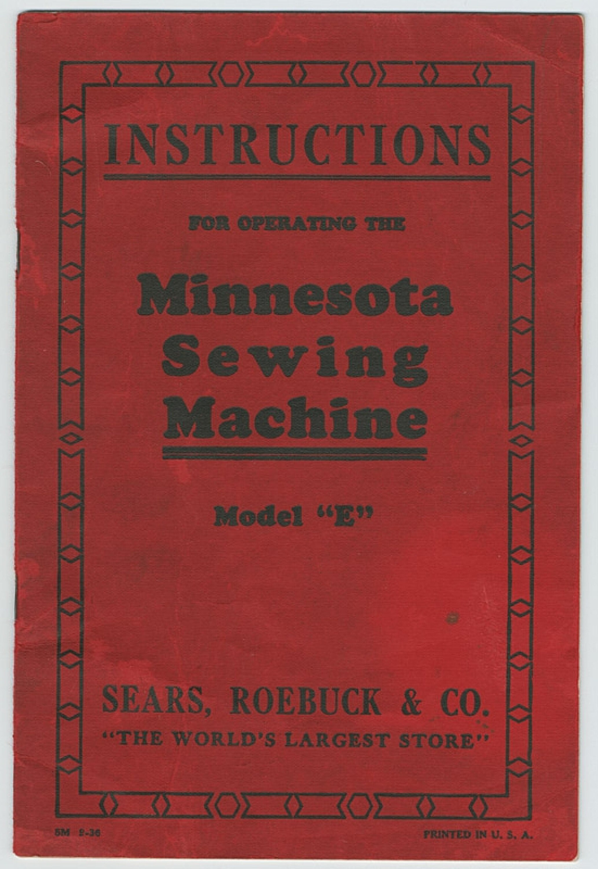 Minnesota Model E Sewing Machine Instructions Manual PDF E-book ...