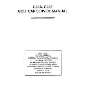 Yamaha G22 G22A G22E Golf Cart 2003 Service Manual PDF Download, Yamaha ...
