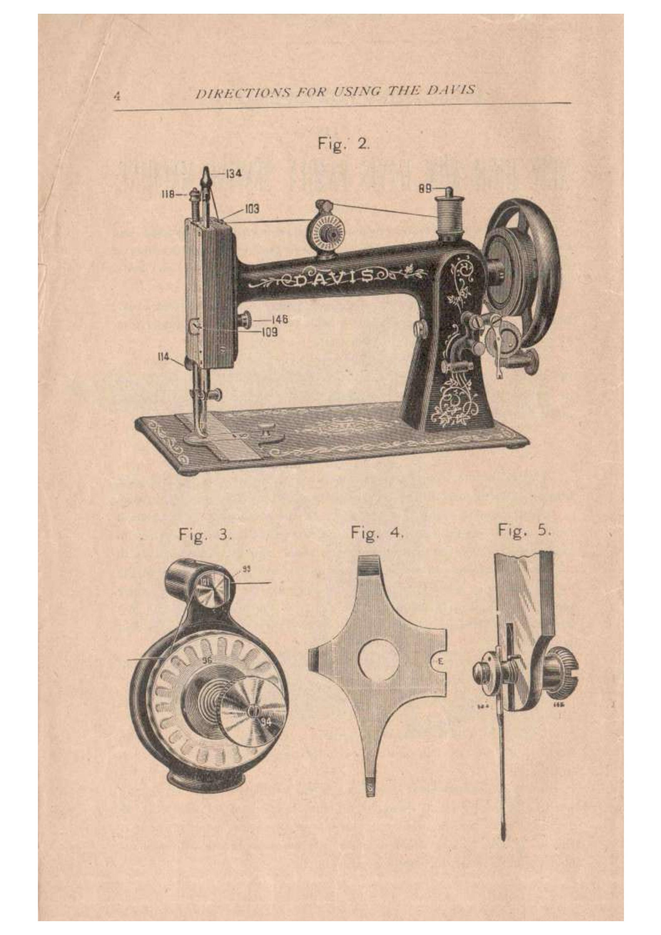 Davis New High Arm Vertical Feed Sewing Machine Instructions Manual PDF ...