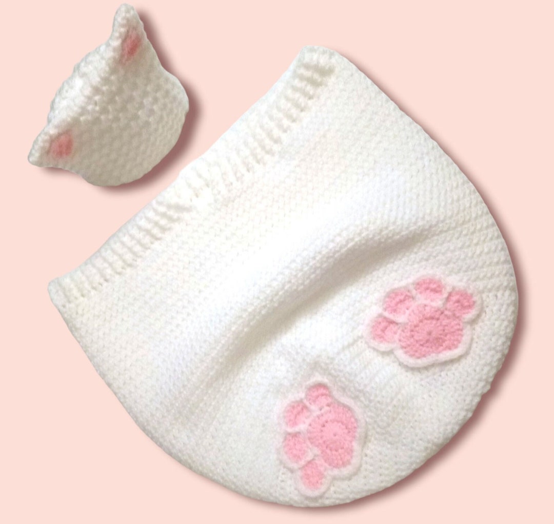 Kitty Cocoon Baby Blanket With Beanie - Etsy