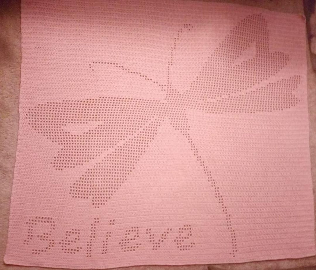Filet Crochet Dragonfly Blanket Pattern - Etsy