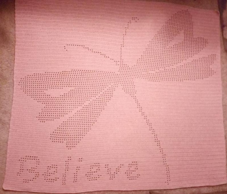 Filet Crochet Dragonfly Blanket Pattern - Etsy