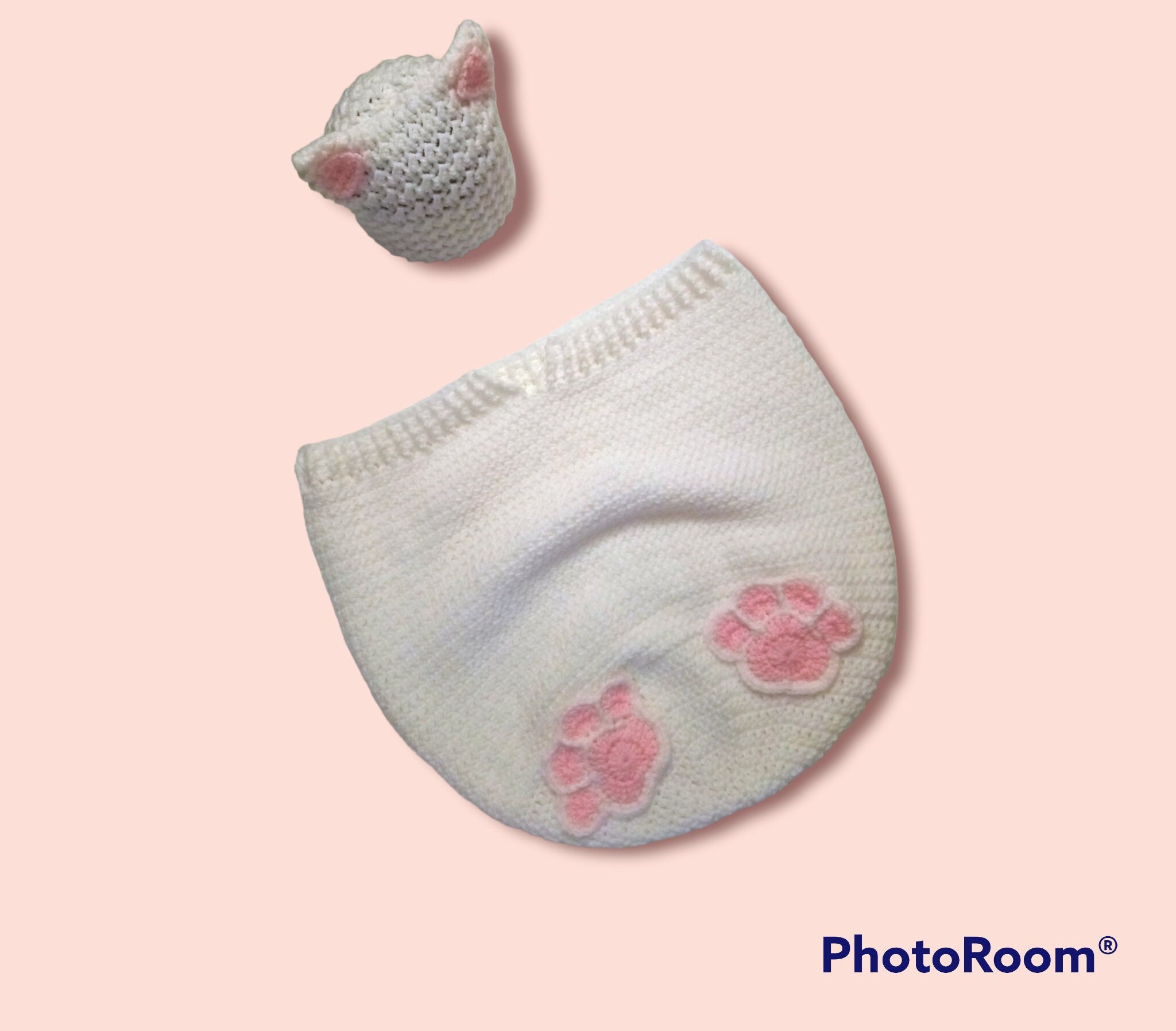 Kitty Cocoon Baby Blanket With Beanie - Etsy