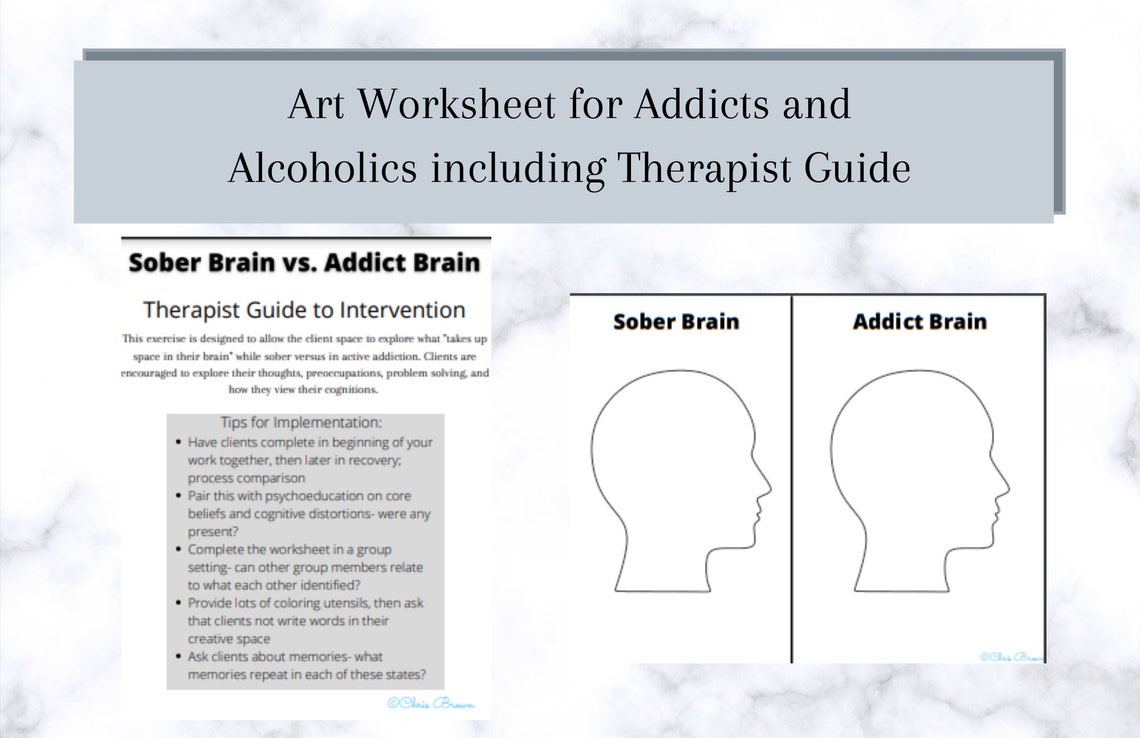 Recovery Worksheet Addict Brain Versus Sober Brain Art - Etsy