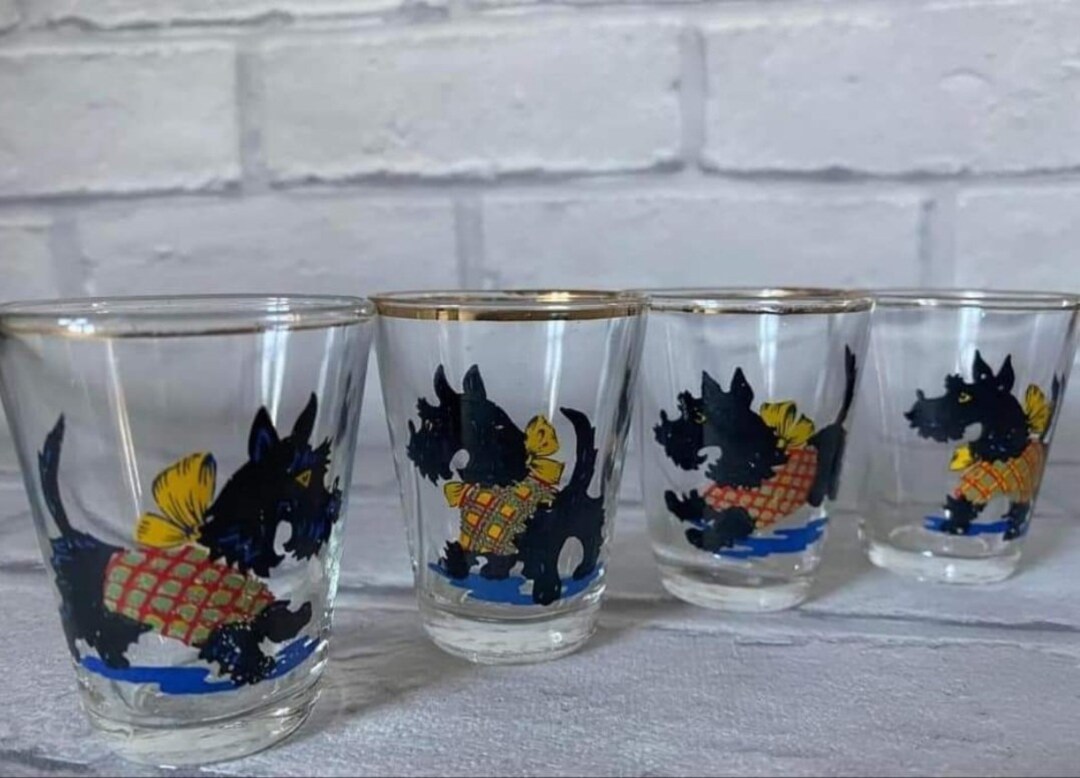 Retro Kitsch Scottie Dog Shot Glasses X4 - Etsy