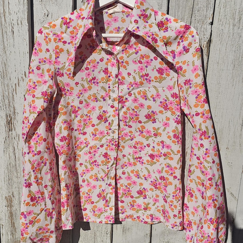 70s Big Collar Shirt - Etsy