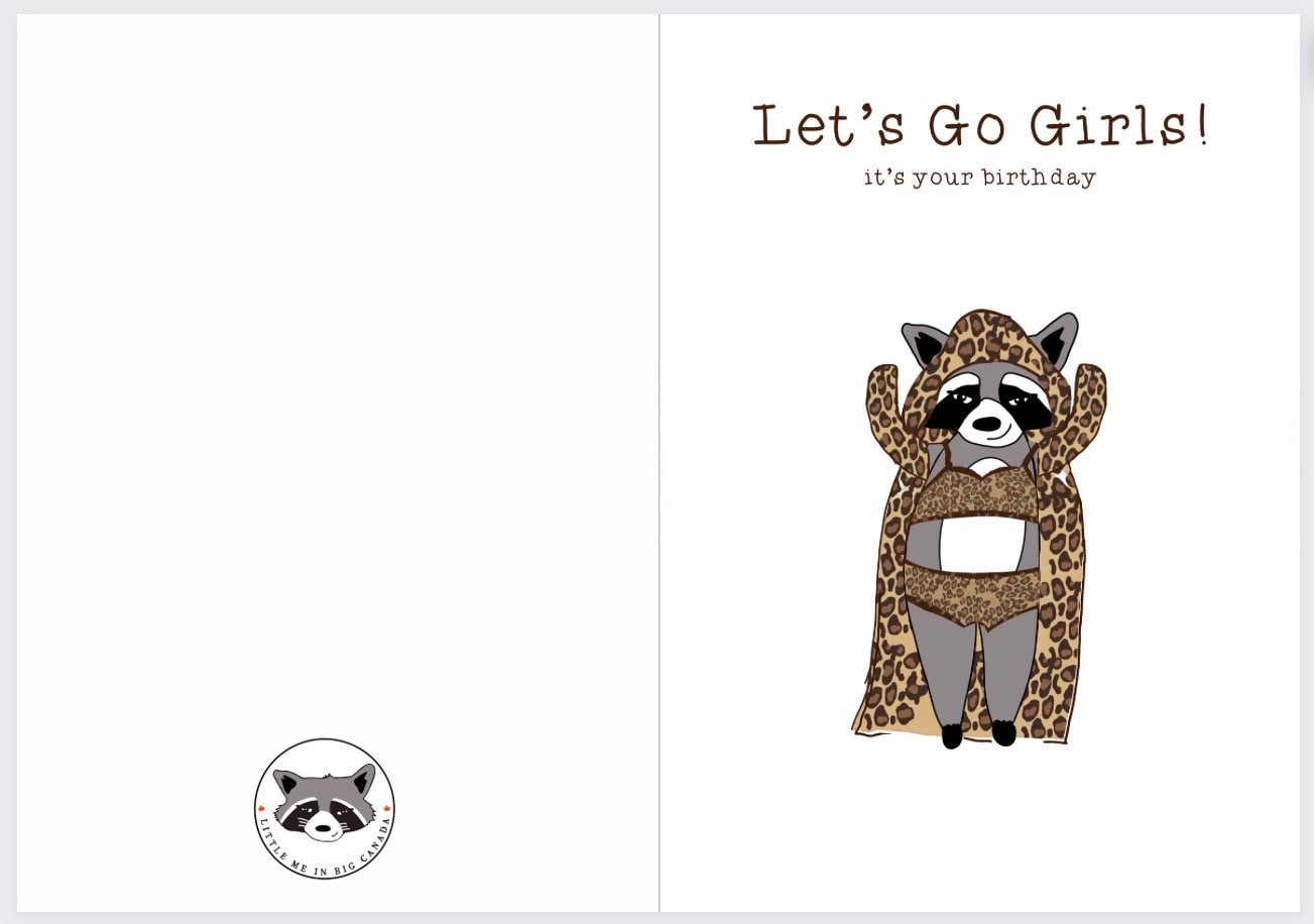 Shania Twain Raccoon Let’s Go Girls Birthday Card Digital Download - Etsy