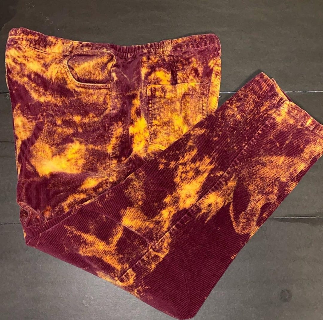 Blair 18PT Burgundy Yellow Bleach Dye Corduroy Pants - Etsy