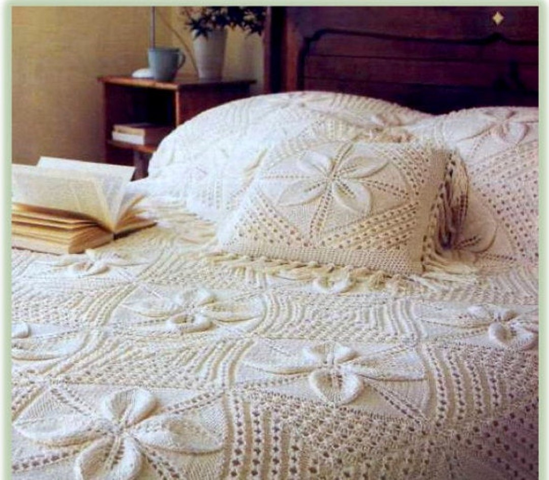 Knitted Counterpane Afghan Bedspread Throw and Pillow Pattern - Etsy
