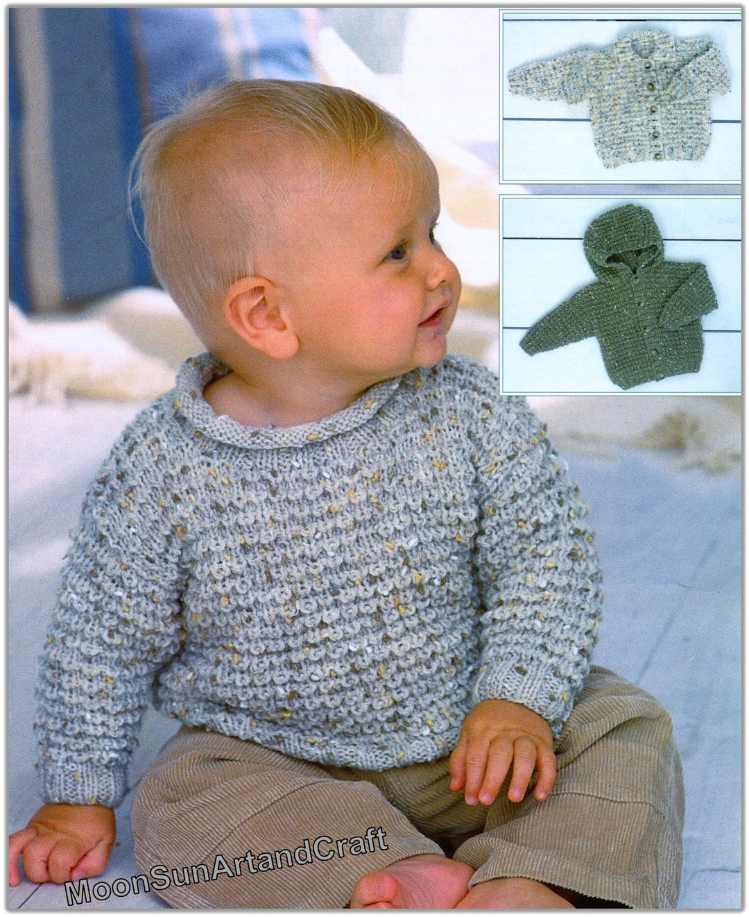 Boy's Knit Sweater, Hooded Cardigan Knitting Pattern / Boys Sweater - Etsy