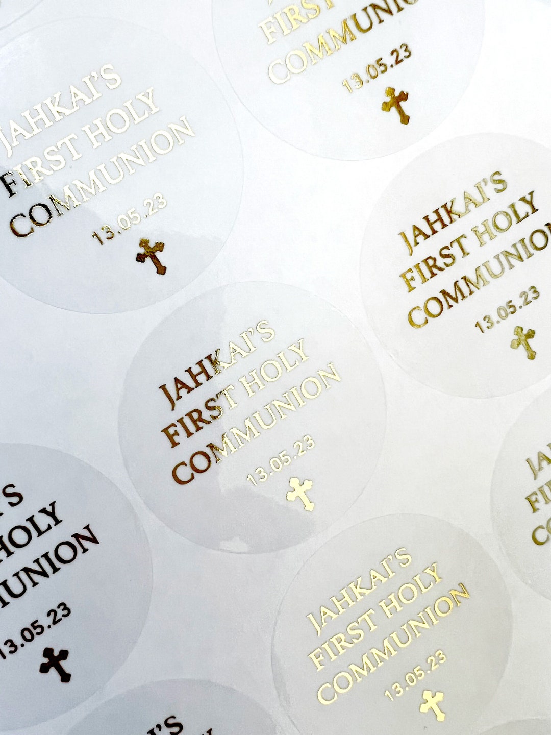 Personalised First Holy Communion Cross Stickers, Christening, Holy ...