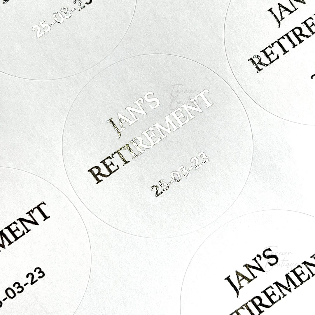 Custom Name Retirement Stickers, Retirement, Envelope Seals, Foil ...