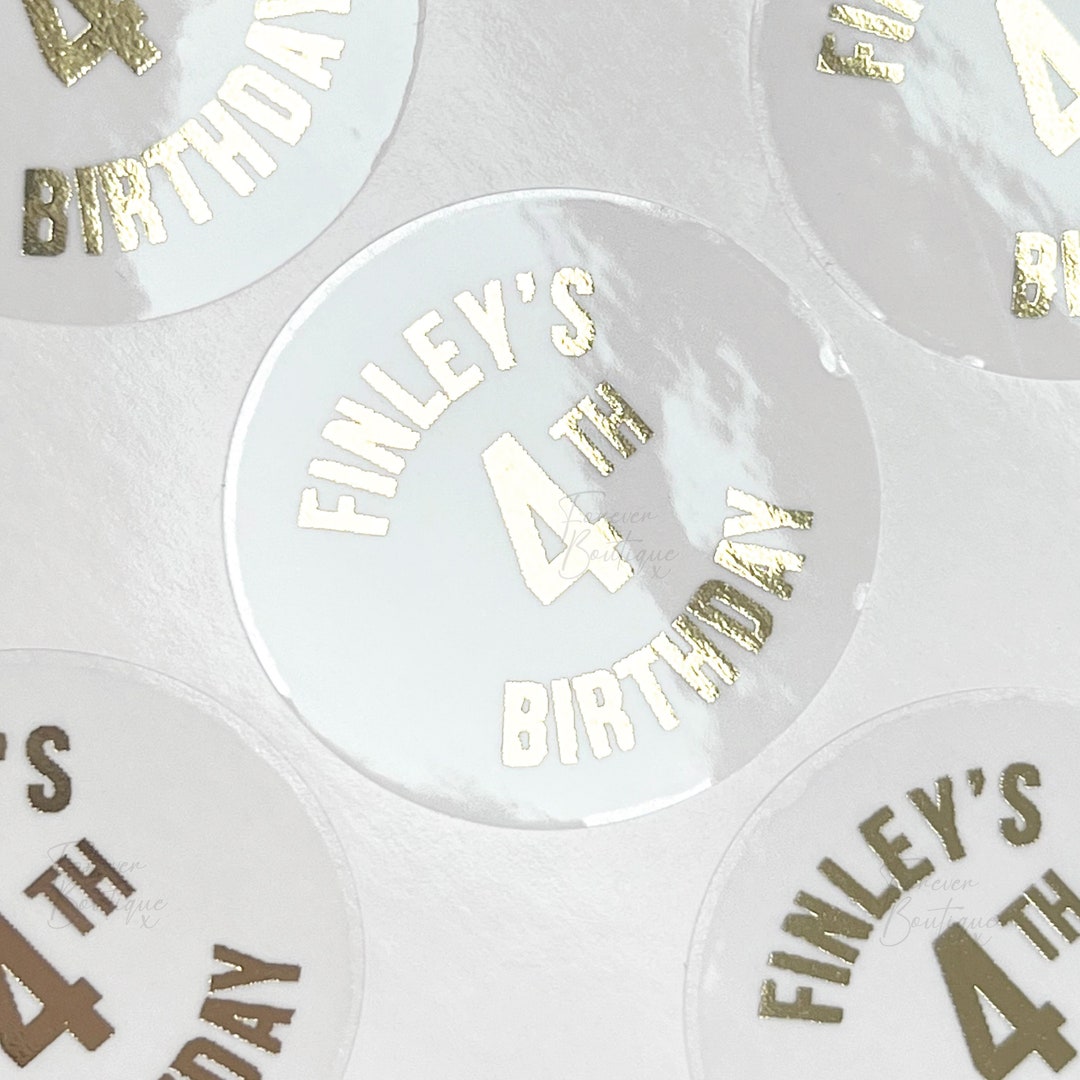 Personalised Name Age Birthday Stickers, Birthday, Envelope Seals, Foil ...