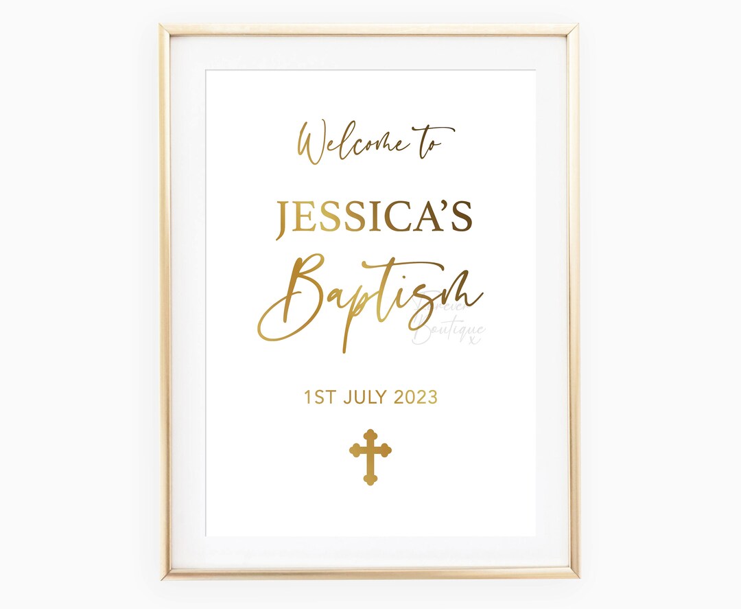 Customised Baptism Sign, Welcome Sign, Foil Baptism Sign, Foil Poster ...