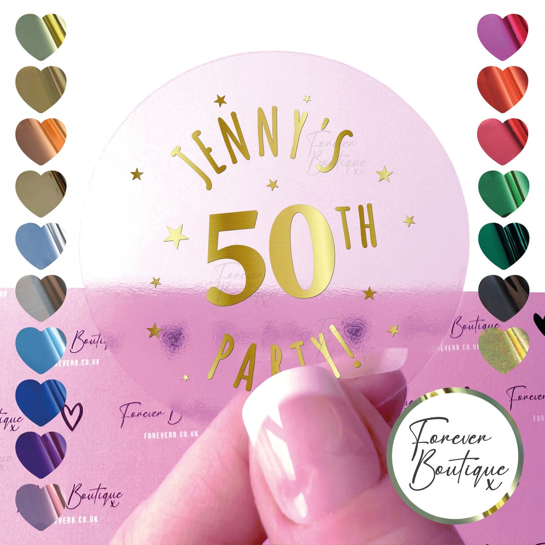 Personalised Name 50th Birthday Stickers, Birthday, Sweet Cone Stickers ...