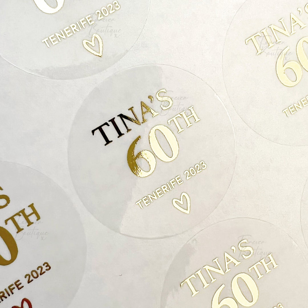 Custom Name Age Birthday Stickers, Birthday, 60th Birthday, Foil ...