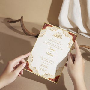 Elegant Editable Muslim Wedding Invitation Nikah Card & Walima Canva ...
