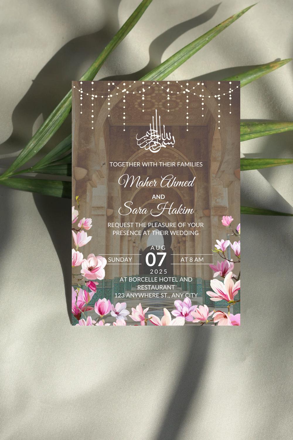 Elegant Editable Muslim Wedding Invitation Nikah Card & Walima Canva ...