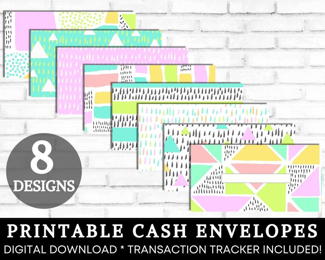 Cash Envelopes Printable, Cash Envelope System Bright Pastel Neon ...