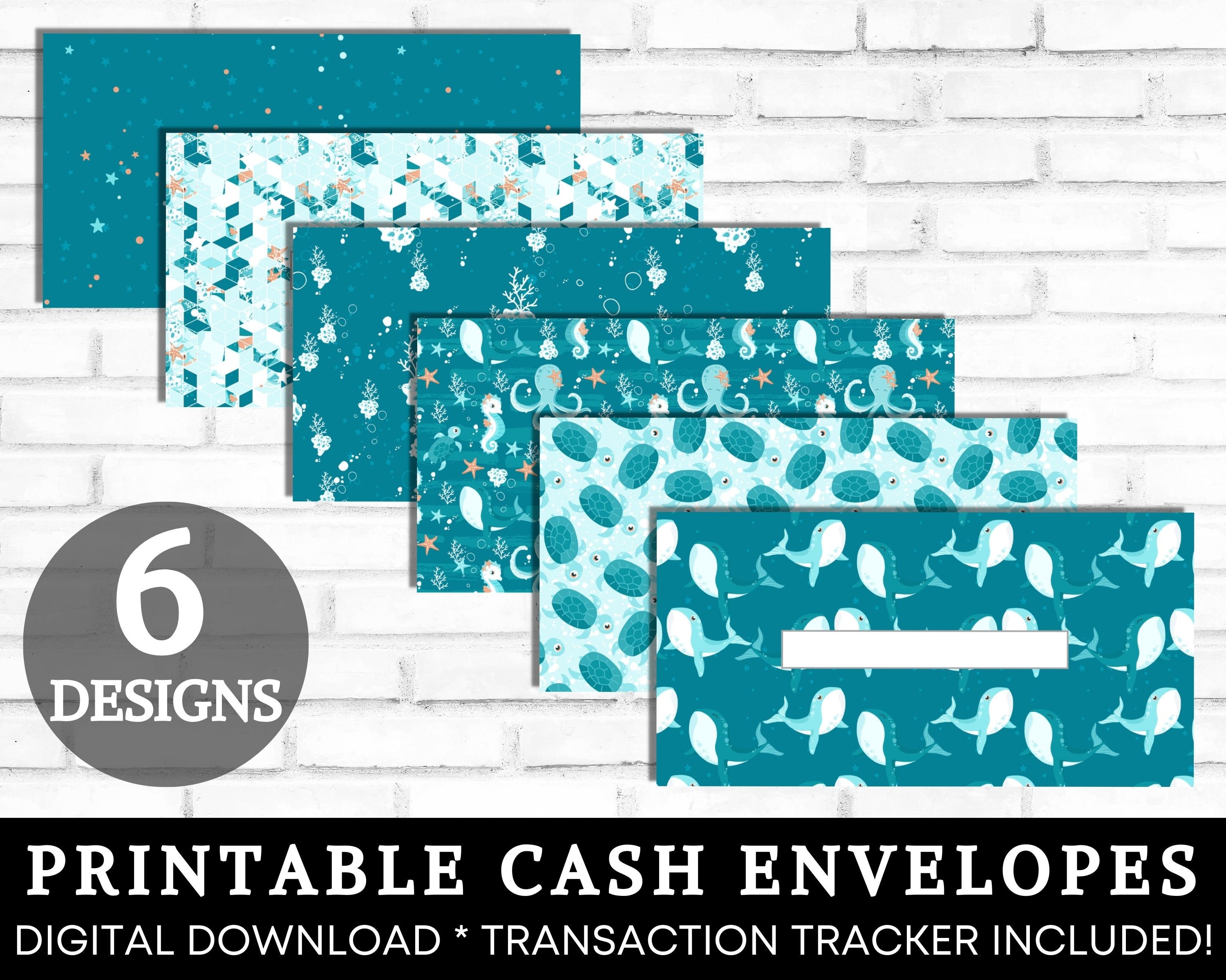 Cash Envelopes Printable, Cash Envelope System, Summer Underwater Sea ...