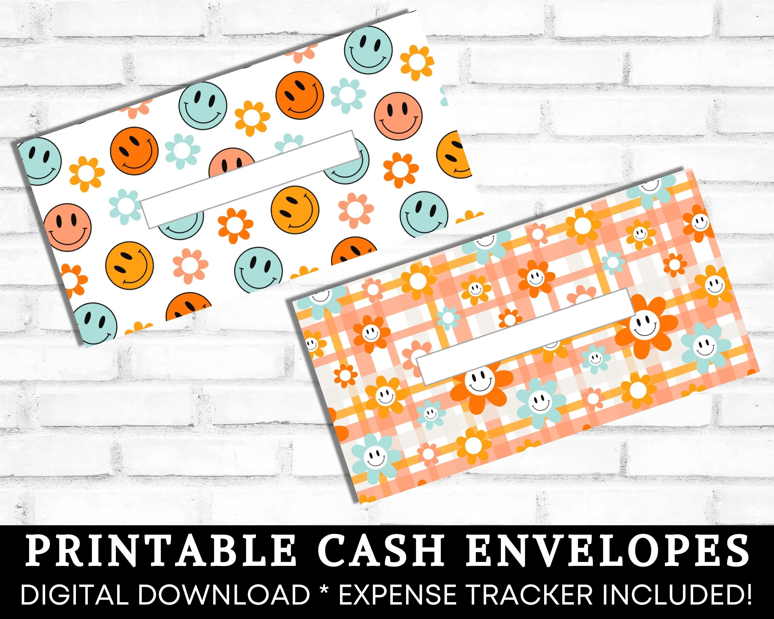 Printable Cash Envelopes, Cash Envelope System, Retro Groovy Smiley ...