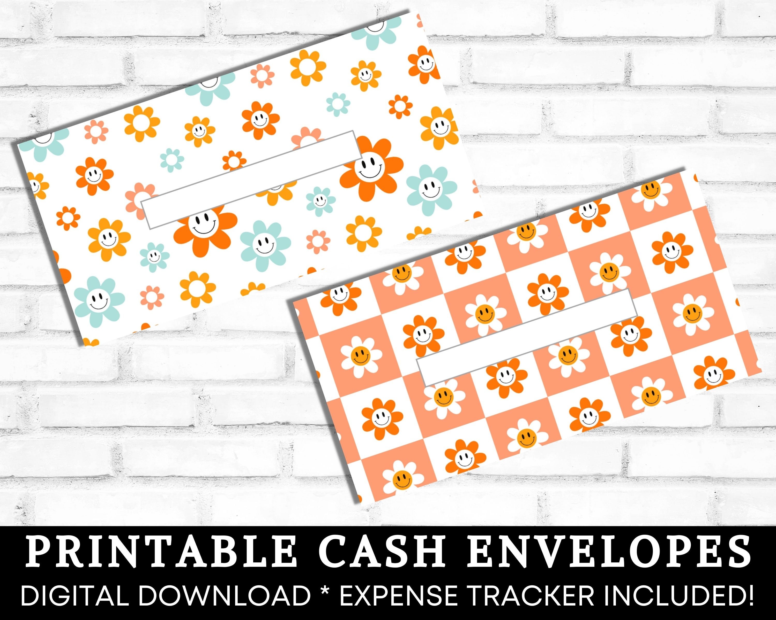 Printable Cash Envelopes, Cash Envelope System, Retro Groovy Smiley ...