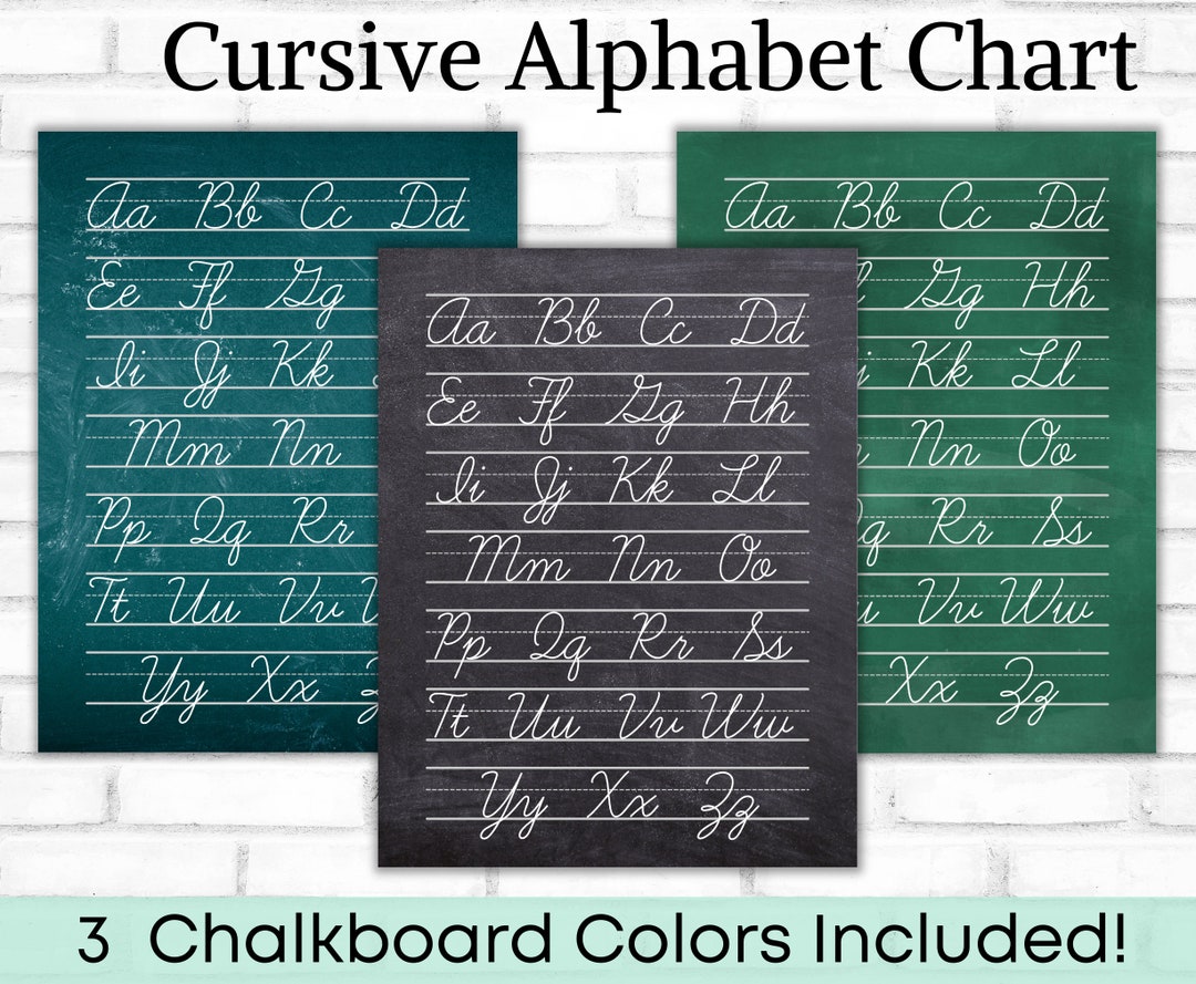 Cursive Alphabet Chart, Handwriting Practice Cursive Worksheet, Cursive ...