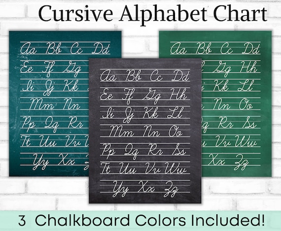 Cursive Alphabet Chart Handwriting Practice Cursive | Etsy UK