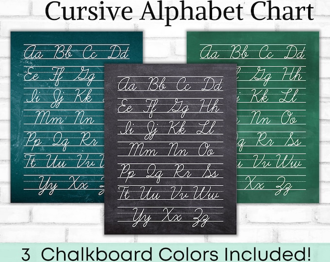 Cursive Alphabet Poster - Etsy Canada