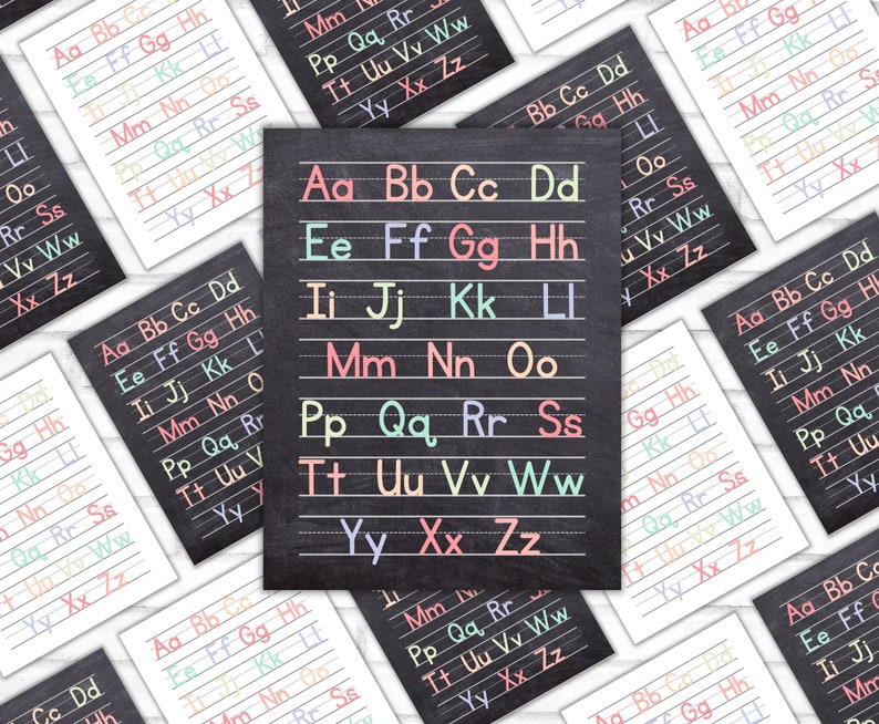 Rainbow Alphabet Chart, Handwriting Practice Chart ABC Poster, Learn to ...
