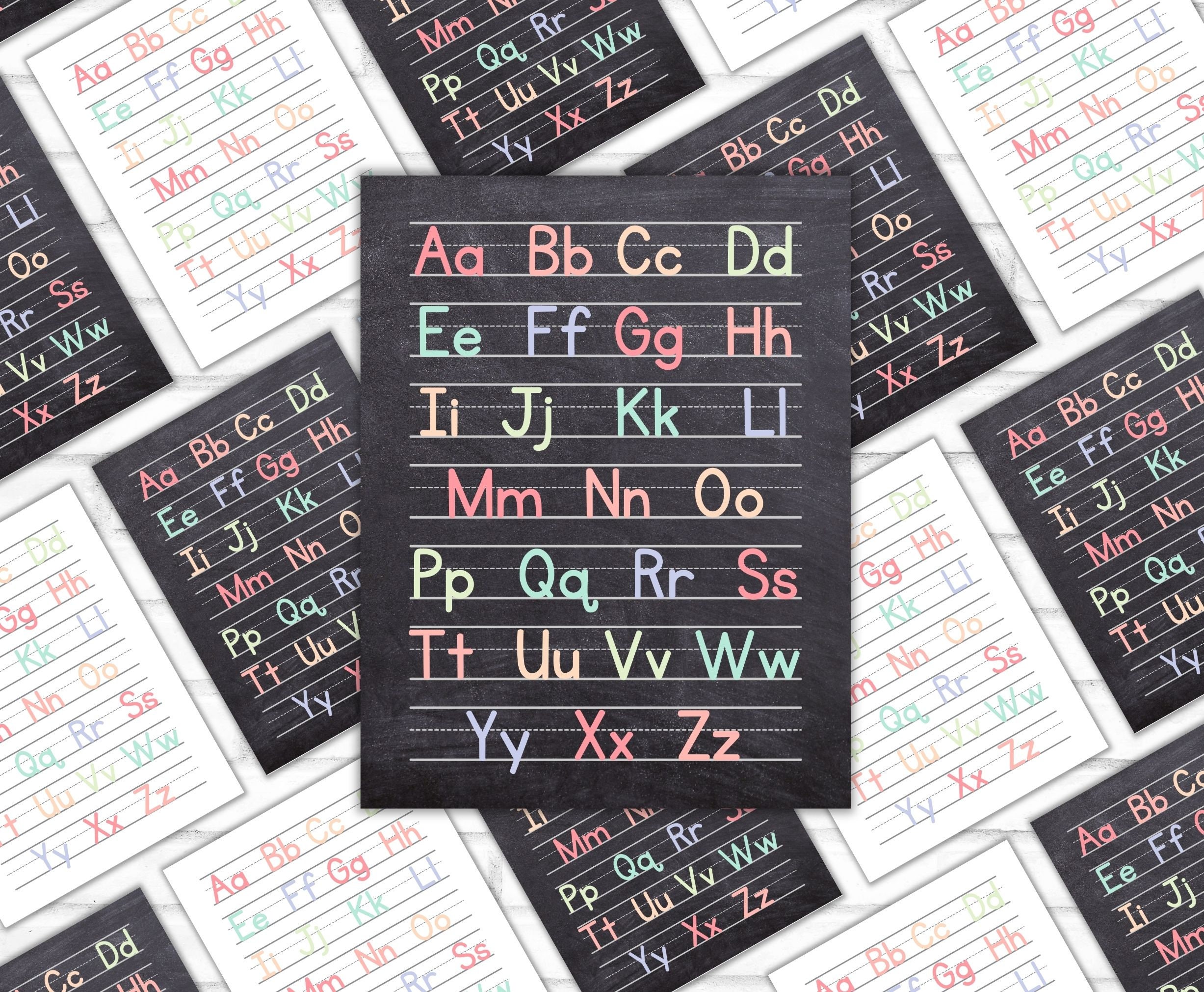 Rainbow Alphabet Chart, Handwriting Practice Chart ABC Poster, Learn to ...