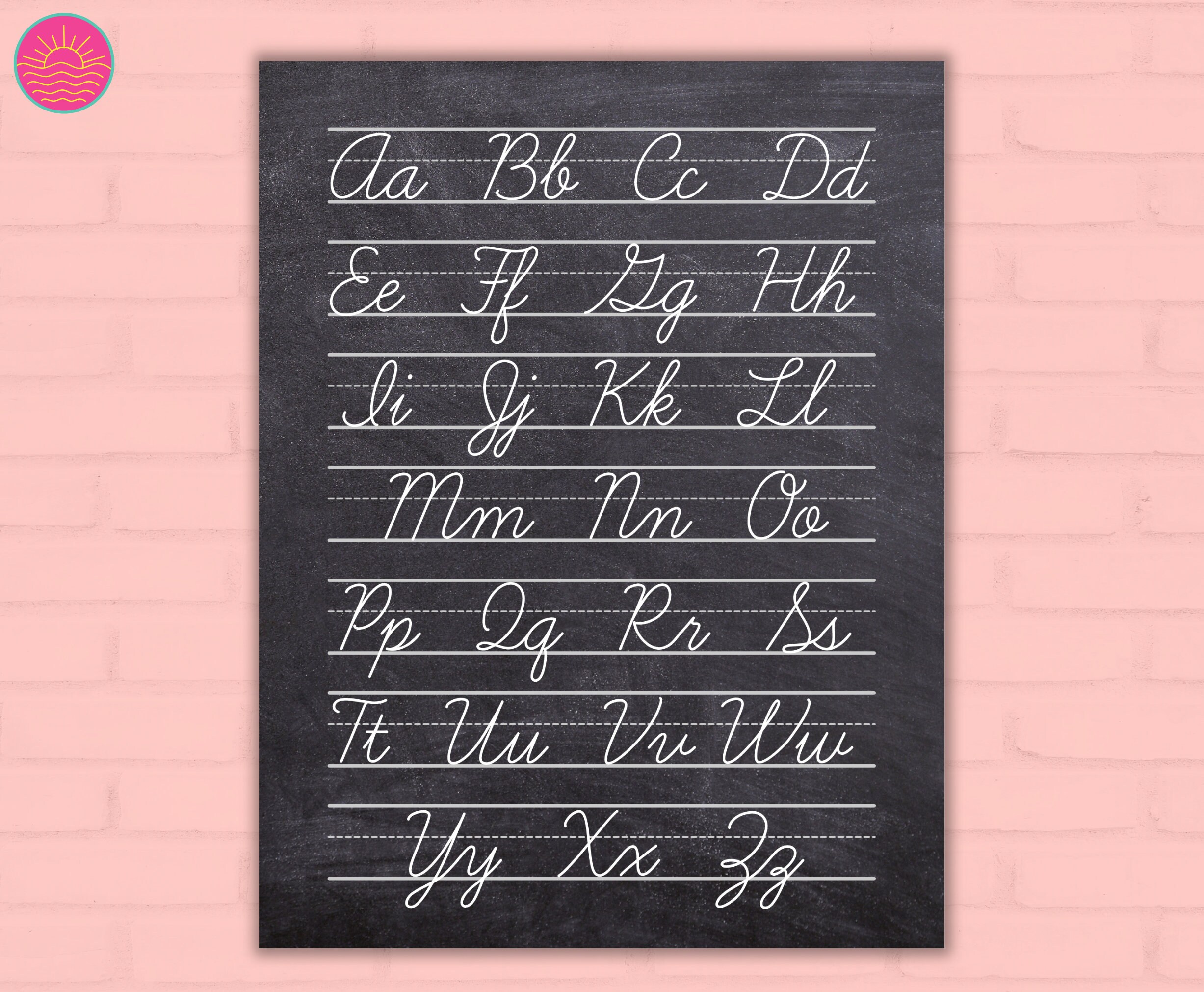 Cursive Alphabet Chart Handwriting Practice Cursive | Etsy