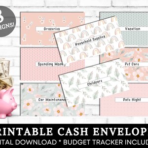 Cash Envelopes Printable, Cash Envelope System, Boho Pastel Flowers ...