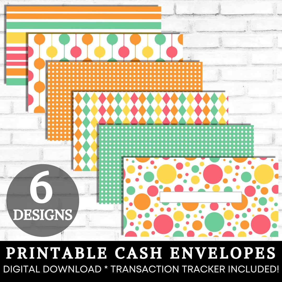 Cash Envelopes Printable, Cash Stuffing, Bright Neon Geometric Money ...